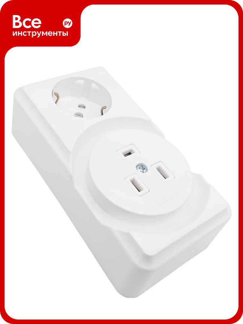 Розетка Bylectrica к электроплите+ 1-местная розетка с заз. контактом ОУ комбинированная БРА32-016, 145x75x42