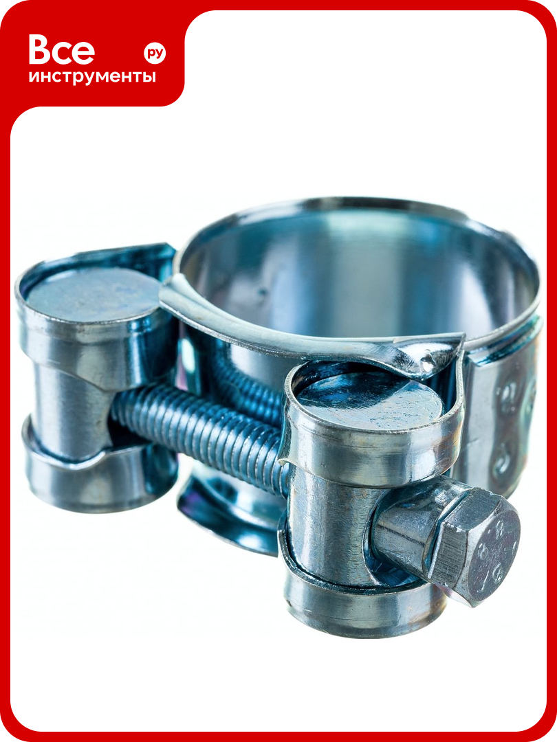 Силовой хомут Nord-Yada Д: 26-28 мм, Ш: 18 мм, Т: 0,6 мм, болт: М5х40, оцинкованная сталь 905985