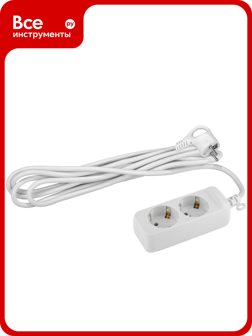 Удлинитель, ЭРА, электрический ЭРА UX-,5m с заземлением 2 розетки 1,5м ПВС 3x0,75мм2 10А Б0038572
