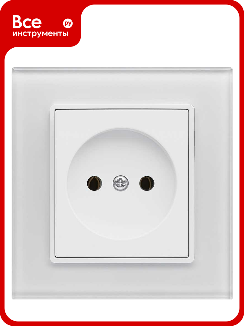 Розетка Metronex Electric Exclusive White одинарная без заземления, из закаленного стекла