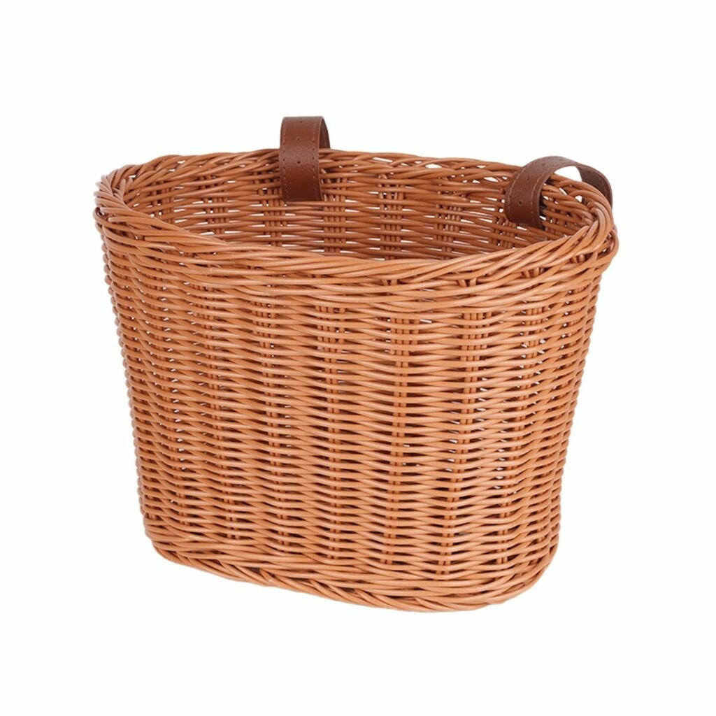 Цветная плетеная передняя корзина для велосипеда, для девочек, Винтажный коричневый цвет - M