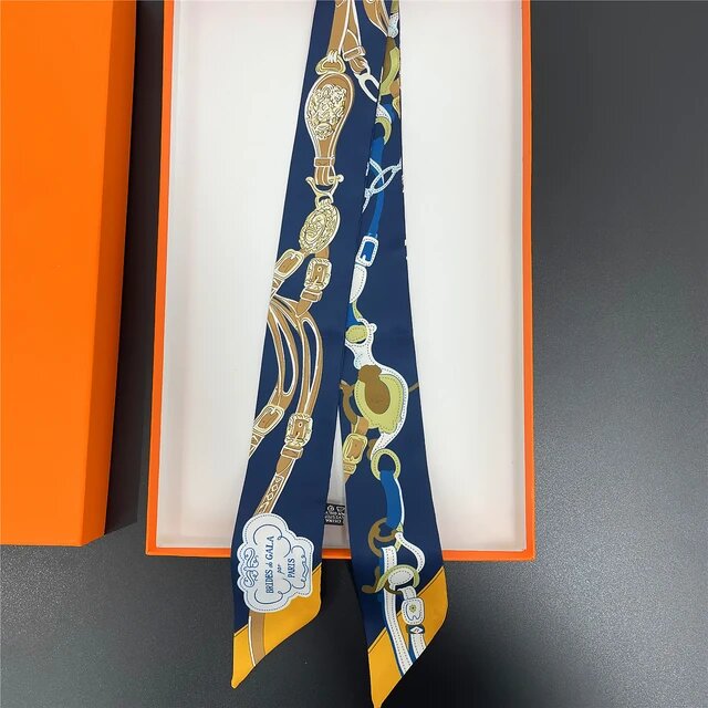 2025 брендовый дизайнерский шелковый шарф, роскошный модный шарф, Женский фуляр, Узкая сумка, шарфы, шейный платок, повязка на голову