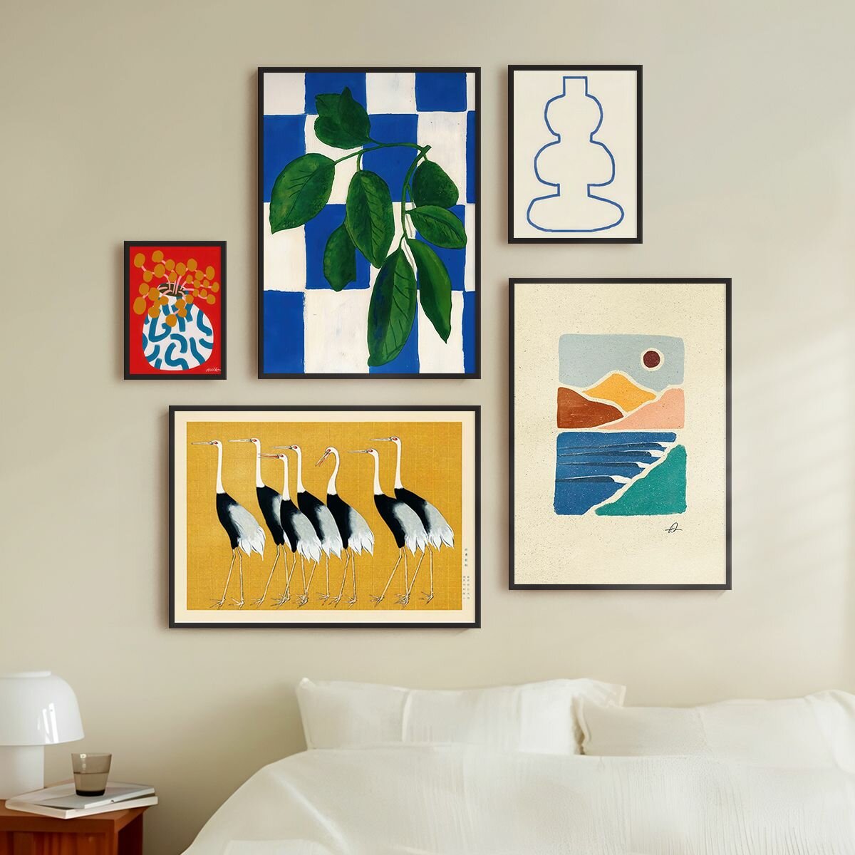 Постеры 5 шт на стену для интерьера "Набор ярких абстракций природа"