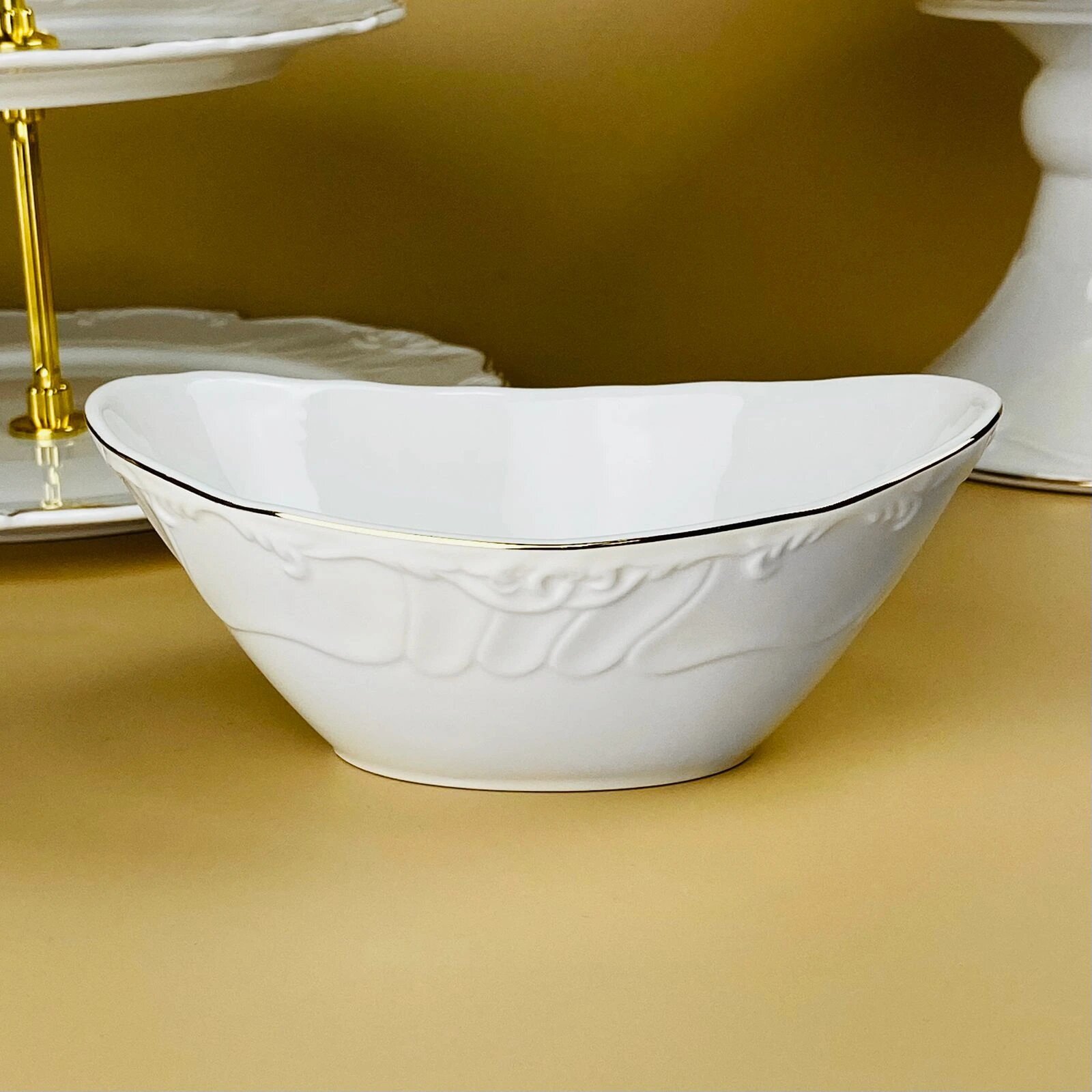 Овальный салатник 16,5см крокус золото Фарфор 109-269 118-109-269