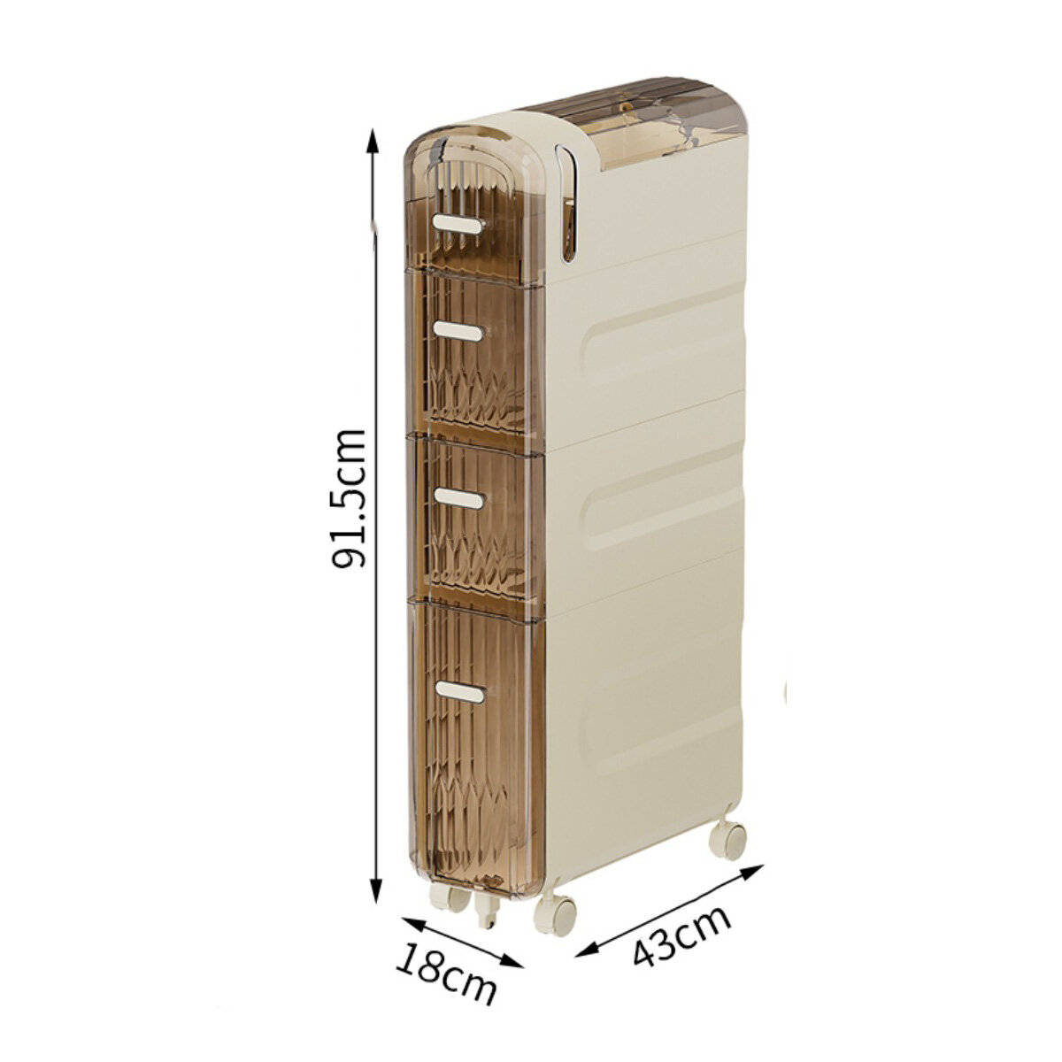 Стеллаж для хранения ванной комнаты, материал PP, 4 слоя, 18x43x91.5 см.