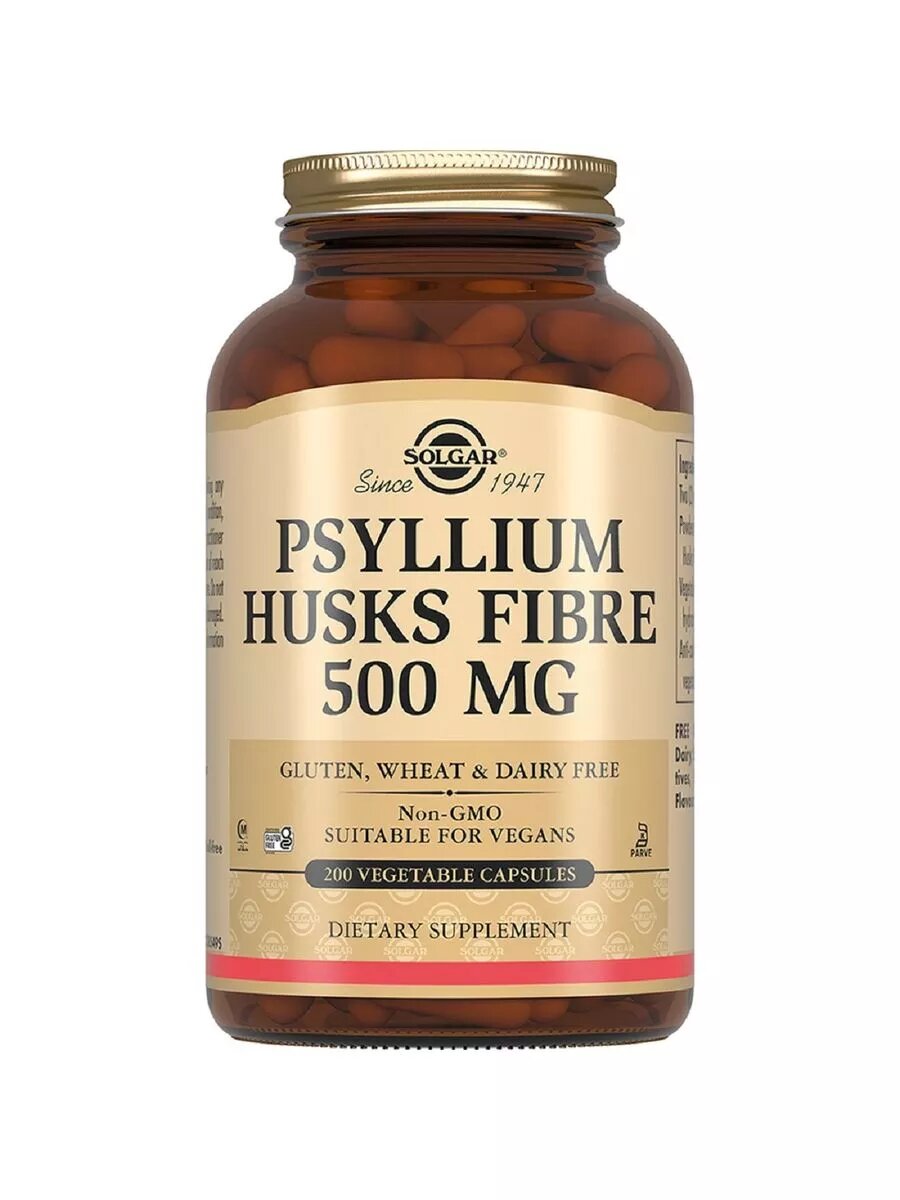 Биологически активная добавка SOLGAR "Псиллиум", пищевые волокна, 500мг, 200 капсул