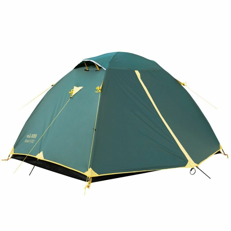 Палатка Tramp SCOUT, трехместная, внутренний каркас, 2 тамбура, зеленая