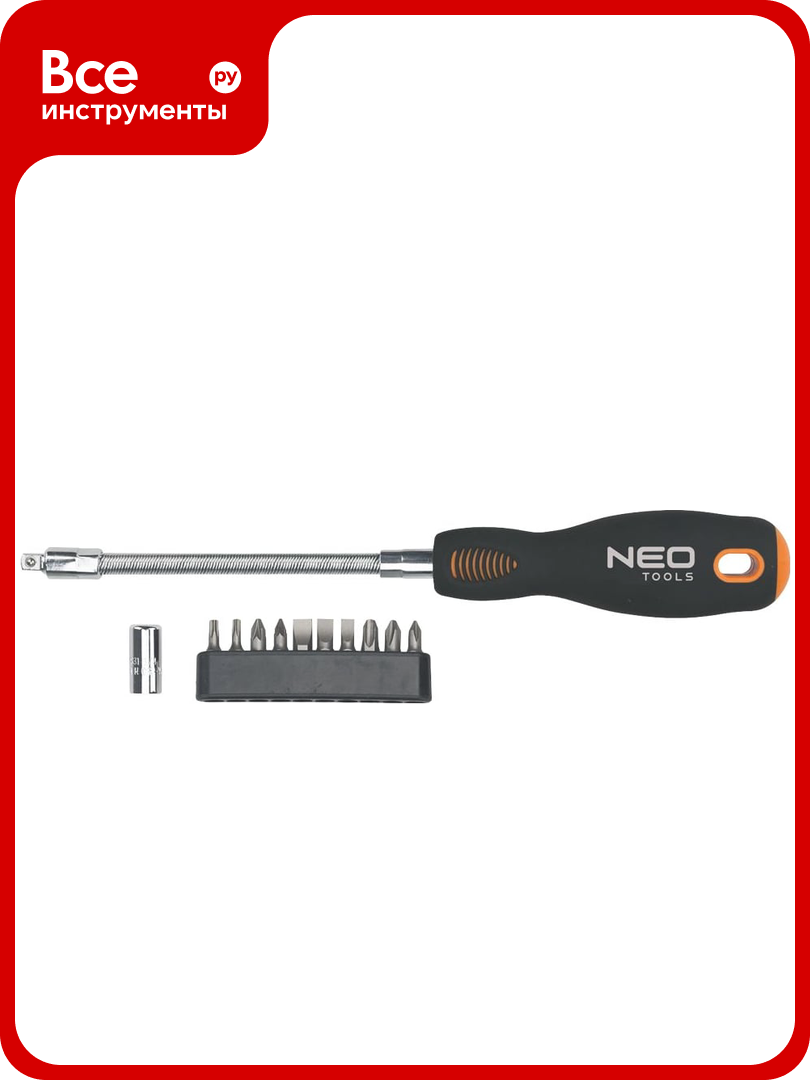 Отвертка с гибким стержнем с набором бит NEO Tools 12 шт 04-212, большого пальца уменьшает