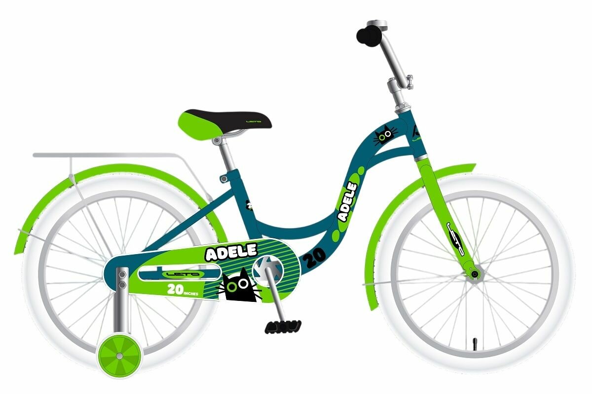 Велосипед LETO "ADELE", 18", сталь, односкоростной, V-Brake, салатово-синий
