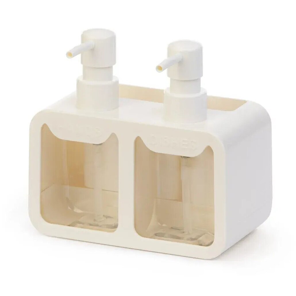 Дозатор для моющего средства и мыла, компактный, 2 дозатора, пластик, белый цвет