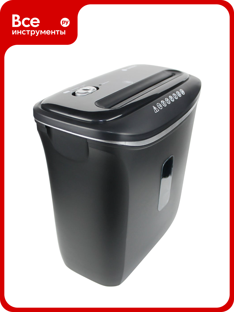 Уничтожитель документов гелеос DIN P-5, фрагмент 1,9х12мм, 5-6 лист70г/м2, пл. карты/скобы, 14 литров, УД14-5 для удобства предусмотрены