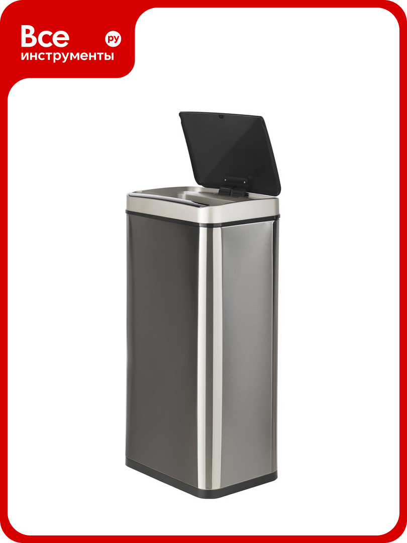 Сенсорное ведро для мусора Tesler STB-44 INOX из нержавеющей стали, прямоугольная форма, с внутренним ведром и крышкой