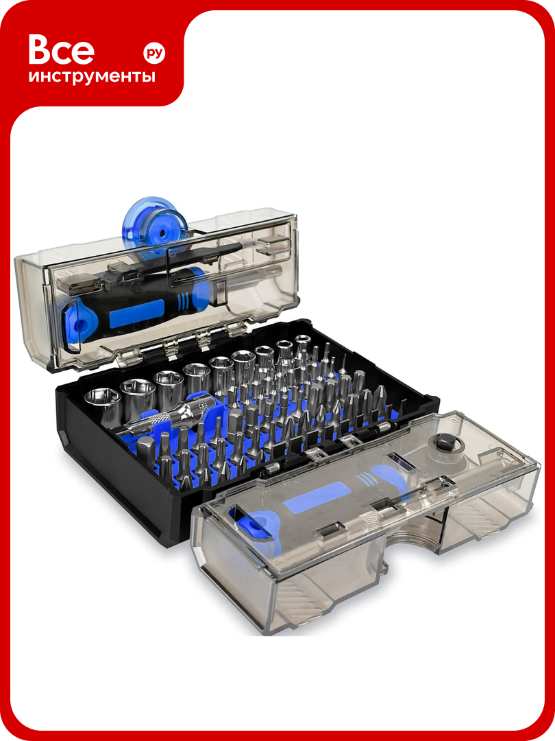 Набор бит vertextools 78 предметов, держатель, трещотка, переходник, адаптер, головки 0033-78 двухкомпонентная формула