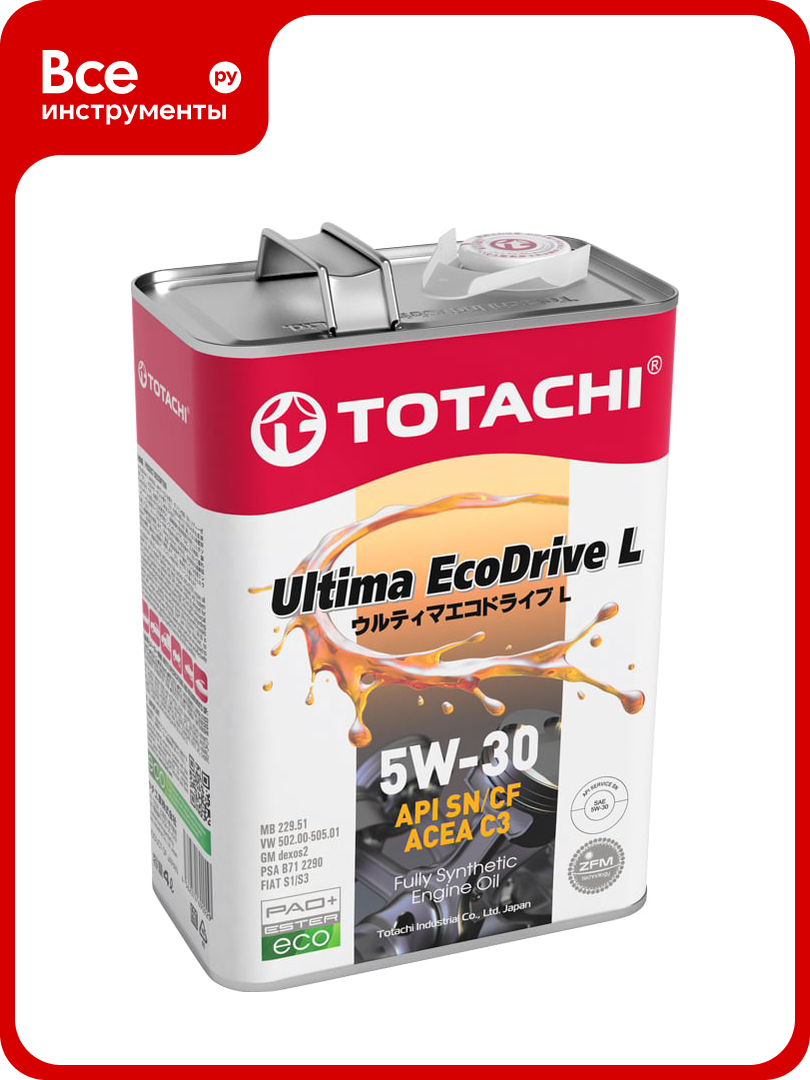 Моторное, TOTACHI, масло TOTACHI Ultima EcoDrive L Fully Synthetic SN/CF 5W-30 4л 12104