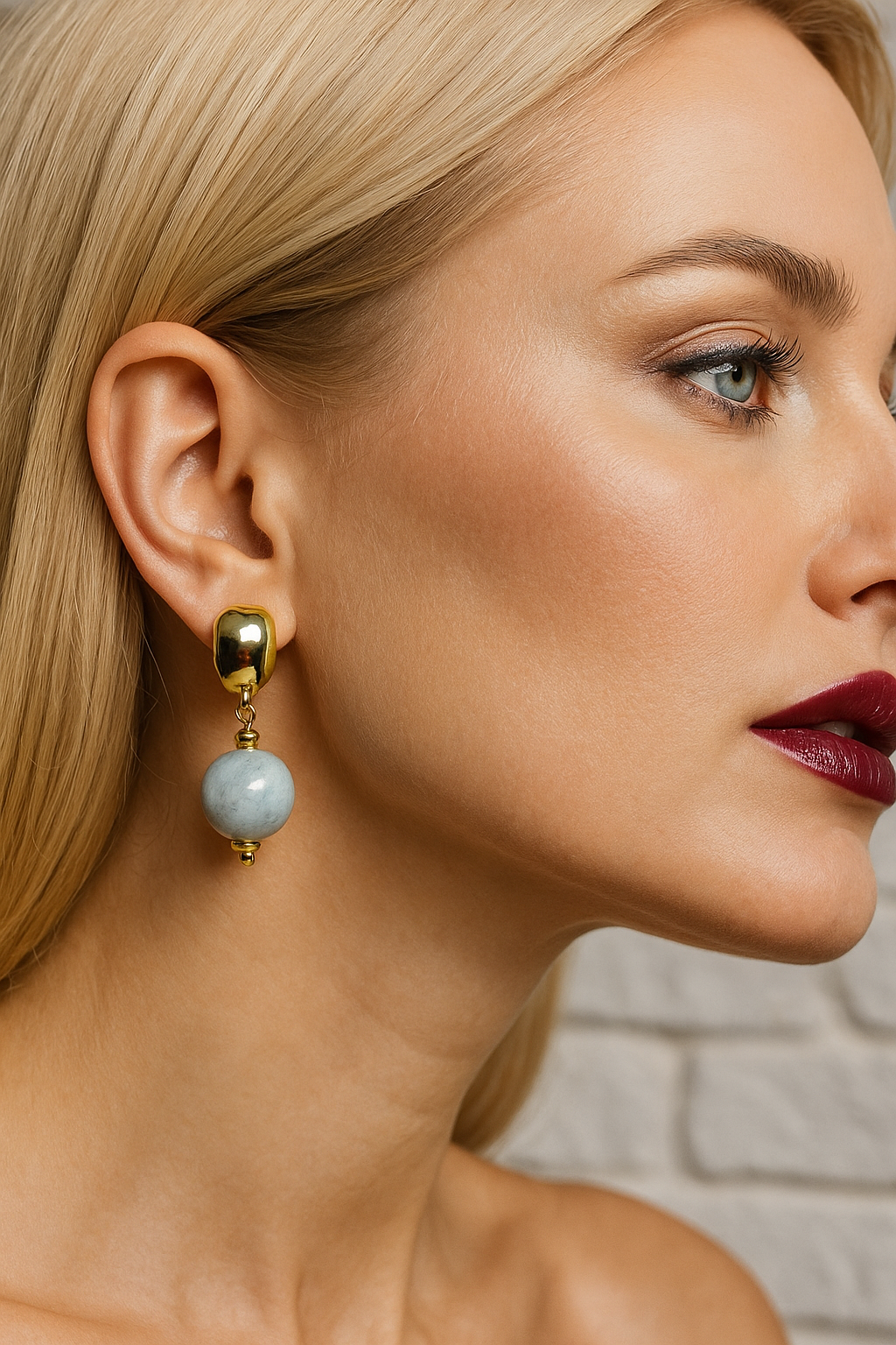 Серьги с подвесками, аквамарин