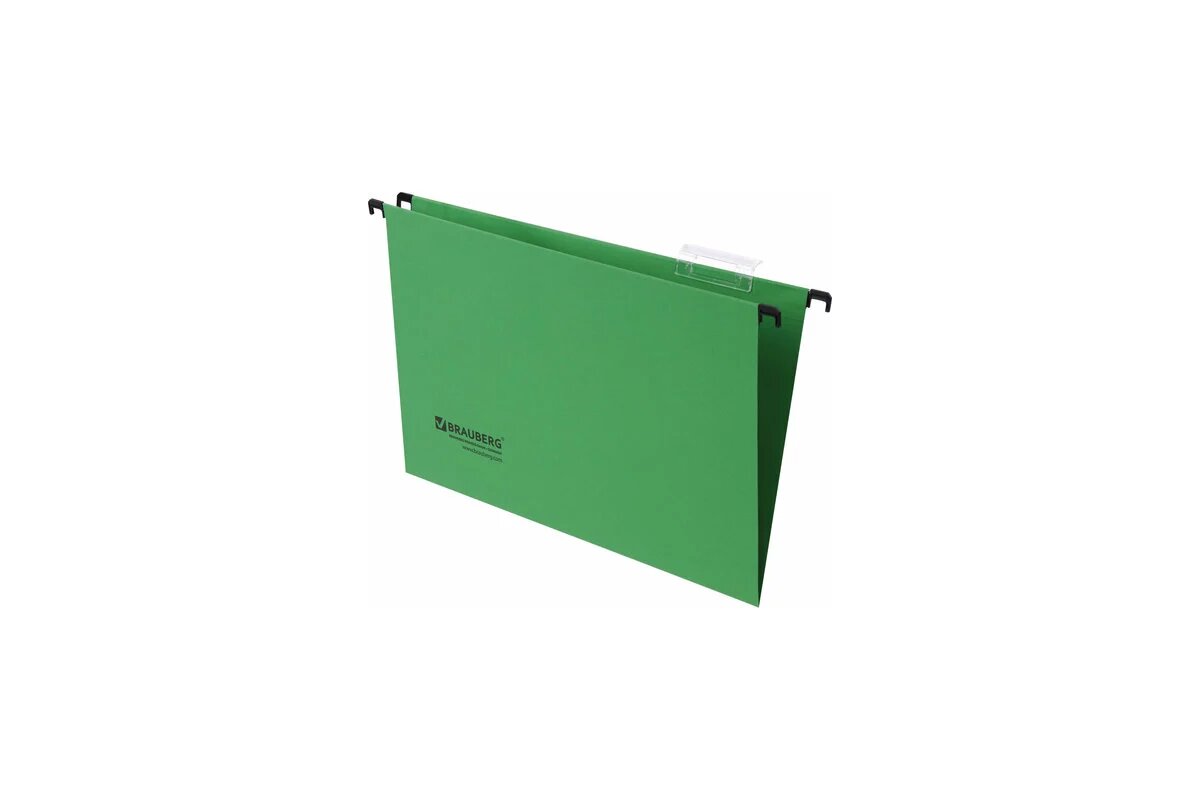 BRAUBERG Подвесные папки А4/Foolscap 406x245 мм, до 80 листов, комплект 10 зеленые 231795 10шт