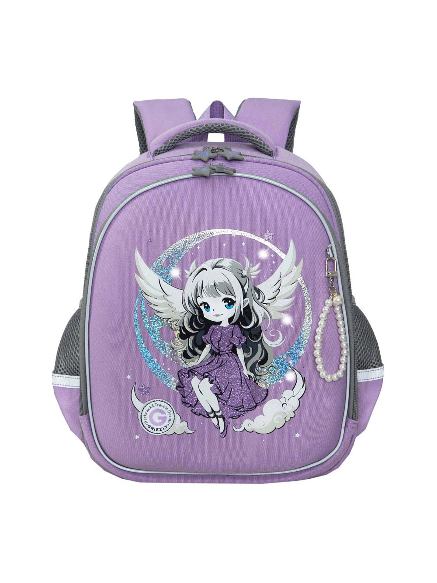Школьный ранец формованный для девочек GRIZZLY RAz-586-13, лаванда, 28х36х20