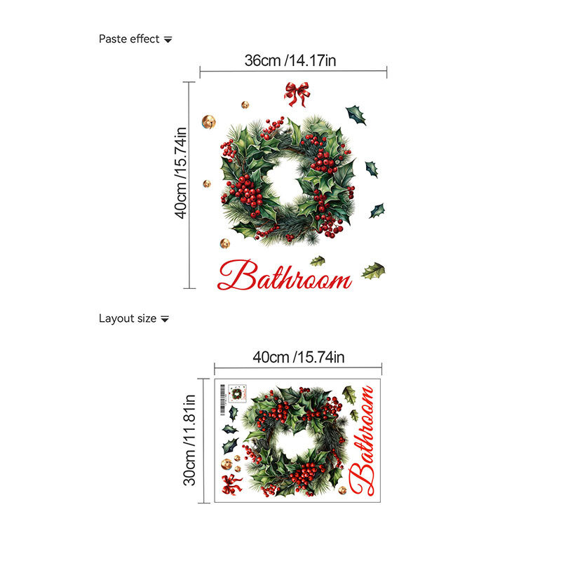 Рождественская гирлянда настенная наклейка на дверь декоративная гостиная крыльцо двери спальни самоклеящаяся роспись