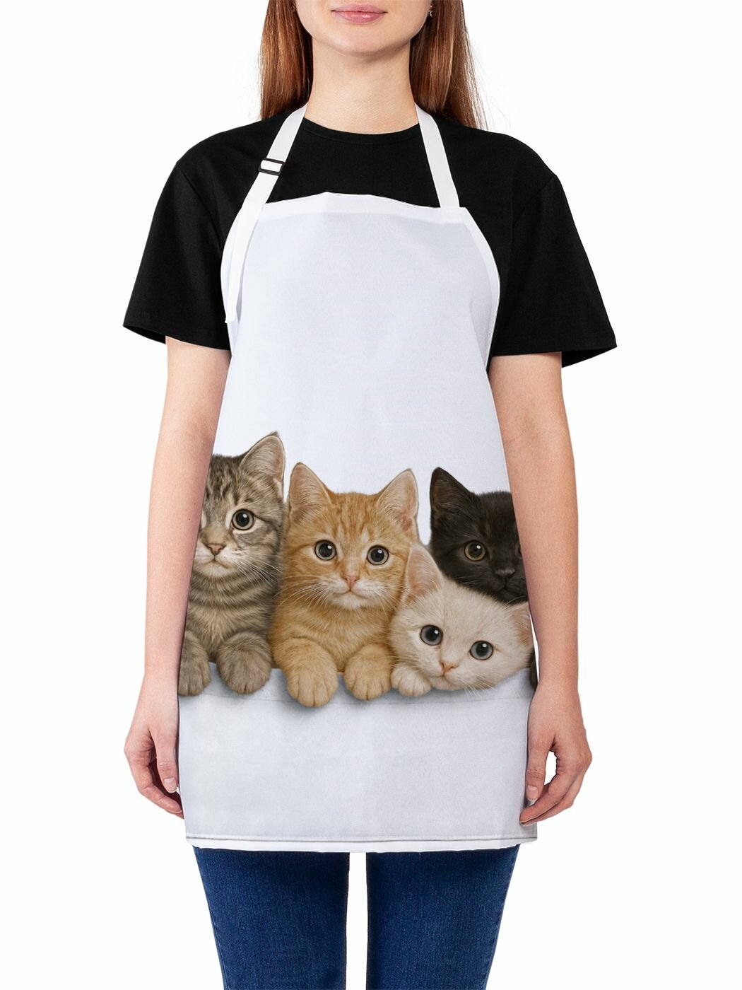 Фартук для кухни тканевый "Милая четверка" / водоотталкивающий, универсальный размер , JoyArty