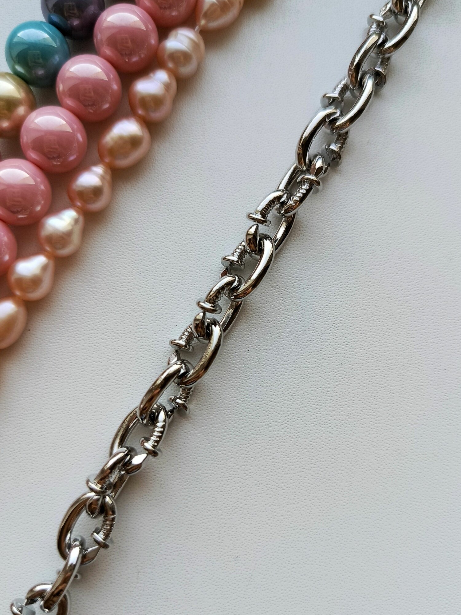 Цепь для рукоделия Гвозди 11 мм. 0.5 м. Латунь, родий. Корейская фурнитура для бижутерии, украшений