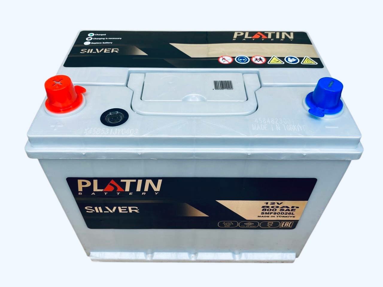 Аккумулятор автомобильный Platin (Турция) Silver Asia 80 Ач 760 A прям. пол. SMF 90D26R 260х175х225