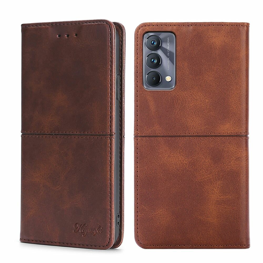 Чехол-книжка MyPads для Realme GT Master Edition/Realme Q3 Pro Carnival / Реалми GT Master Edition/Q3 Pro Carnival воловья кожа (коричневый)