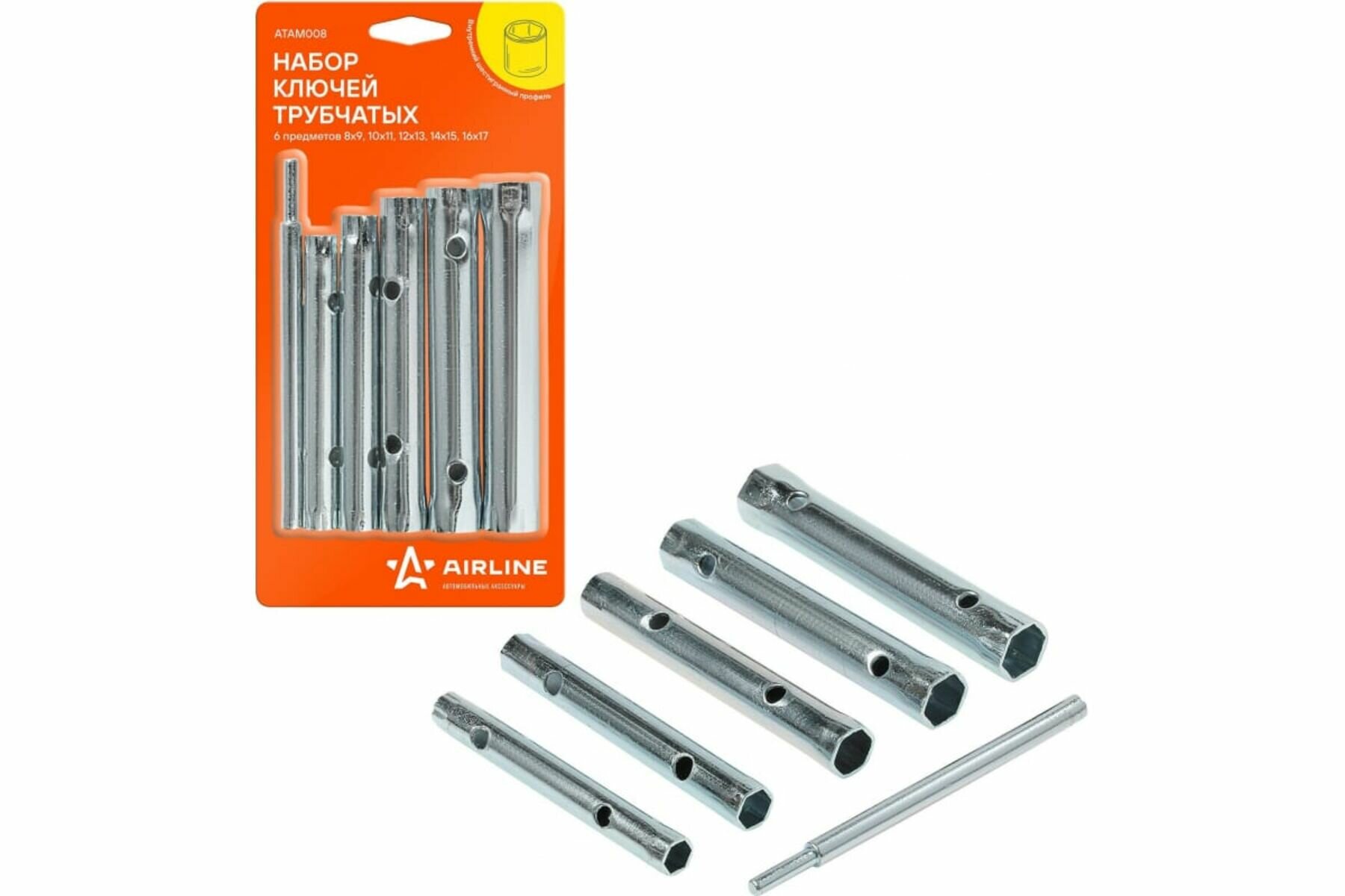 Набор Ключей Трубчатых 6 Предм. (8Х9, 10Х11, 12Х13, 14Х15, 16Х17Мм) Блистер (Atam008)(Airline Atam008)