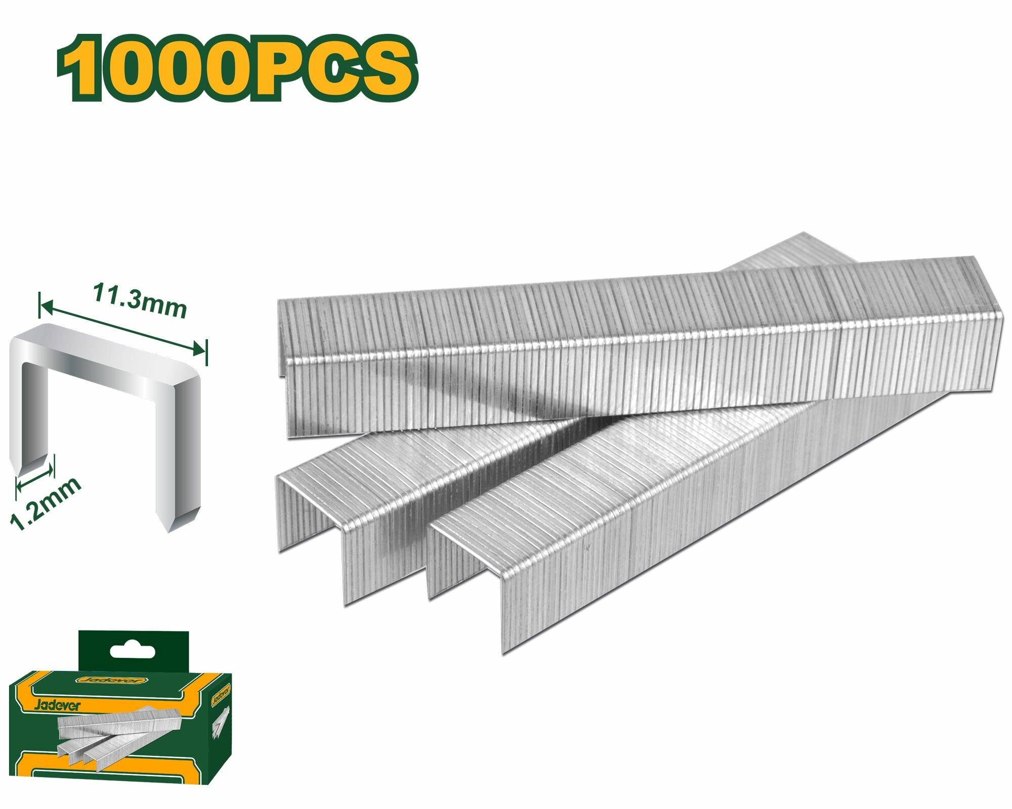 Скобы тип 53F 14мм для степлера (толщ.1,2мм шир.11,3мм)(1000шт) JADEVER JDNA0814