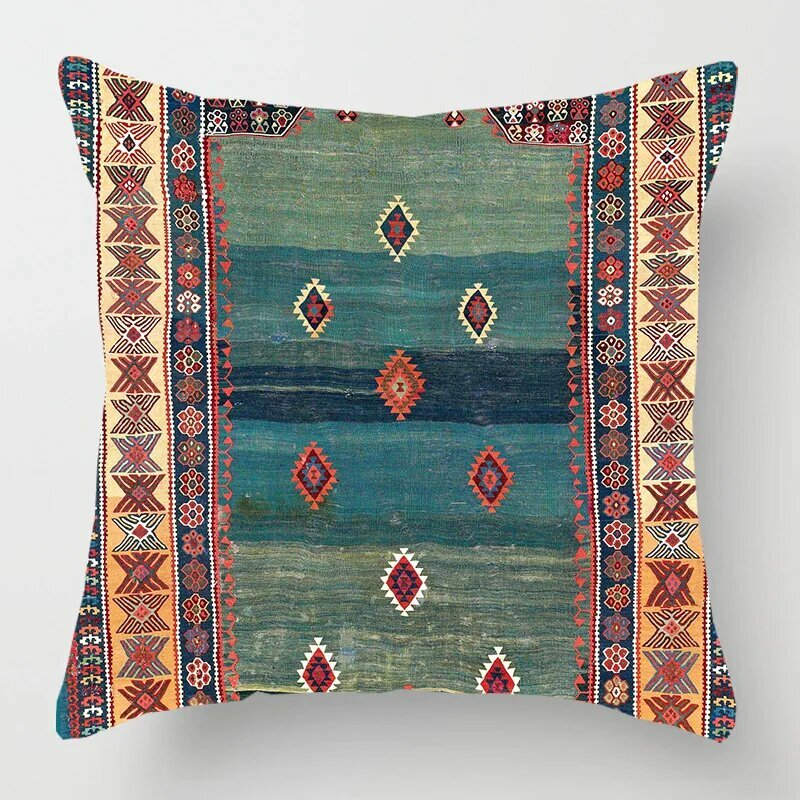 Льняные декоративные подушки с персидским принтом Бирюзовый, M27363SMBZ-6