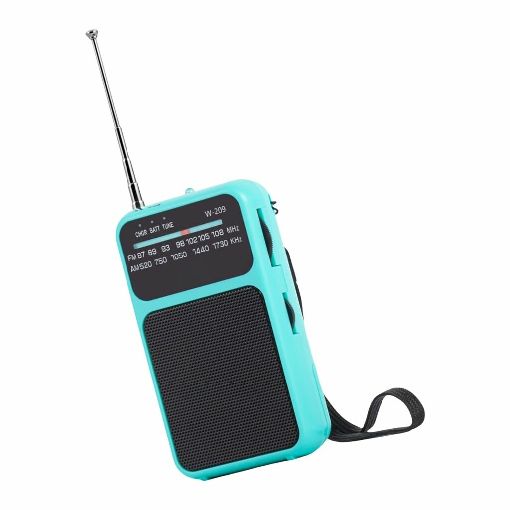 Аудиооборудование, Двойной источник питания с фонариком, FM / AM указкой, портативное радио с высокой громкостью-синий