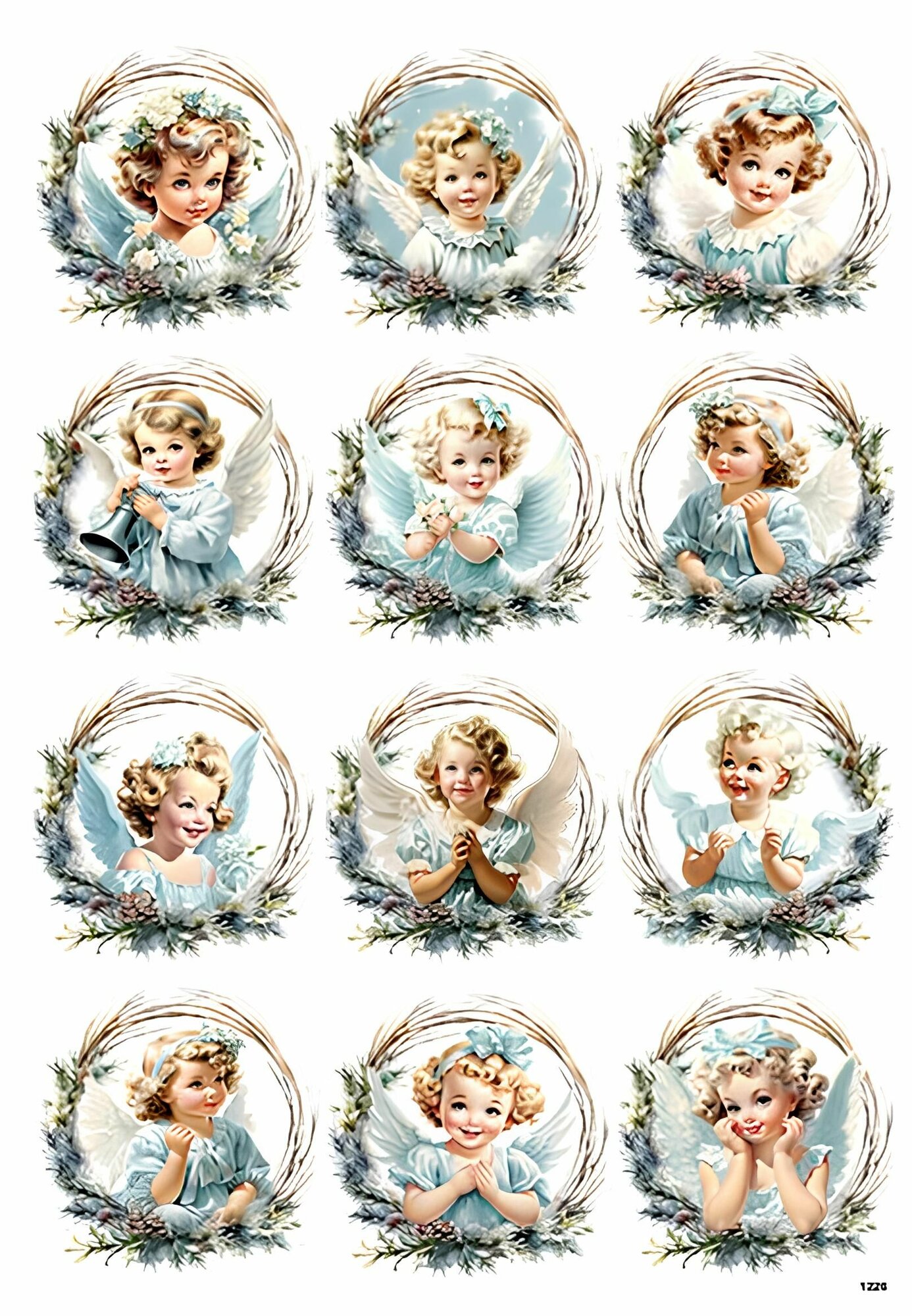 Декупажная карта AT Deco About Time, A4, полупрозрачная, голубая, белая