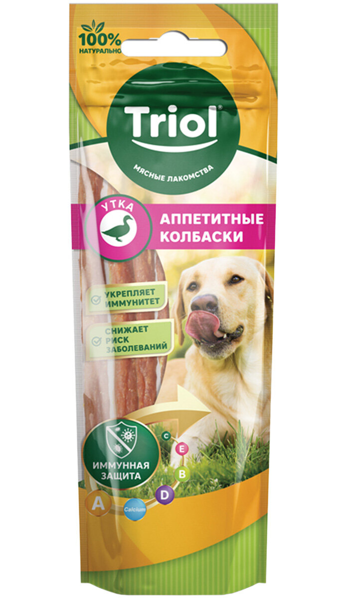 Лакомство TRIOL для собак колбаски аппетитные с уткой 40 гр (1 шт)