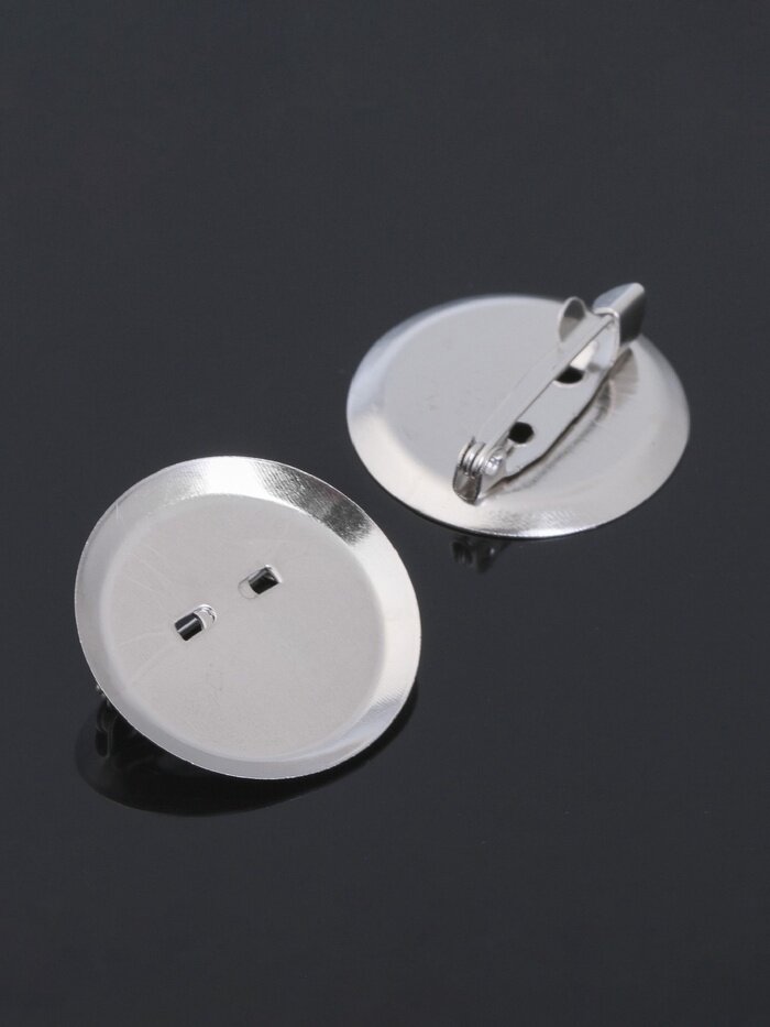 Основа для броши с круглым основанием СМ-367, (набор 5шт) 28 мм, цвет серебро