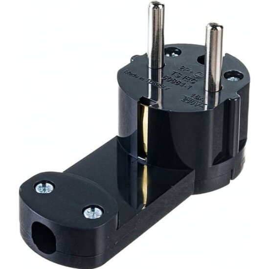 Вилка угловая плоская Ekf "стелс" 16А 250В с заземл. черн. PROxima, AVYF16-30-r