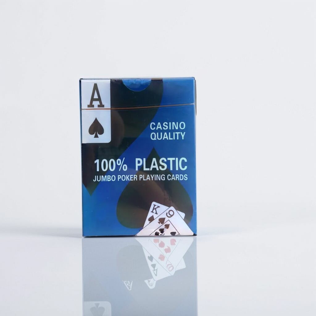 Карты , игральные, пластиковые, синие, 54 карты jumbo крупный индекс