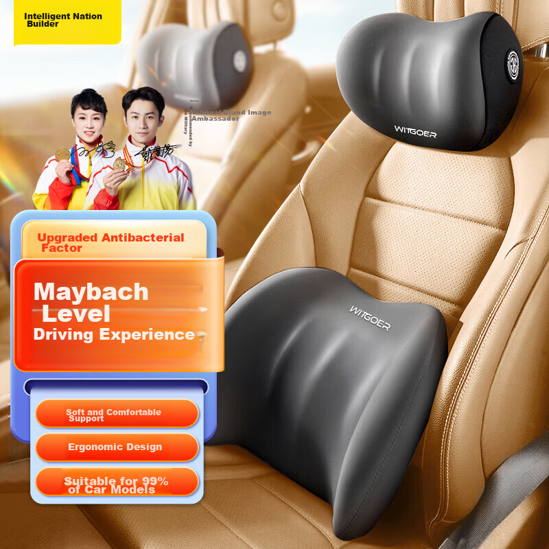 Zhiguozhe Car Headrest, Neck Support Pillow, U-Shaped Pillow, Car Cushion, Memory Foam, Suitable for Maybach, BMW, Tesla, And General Use