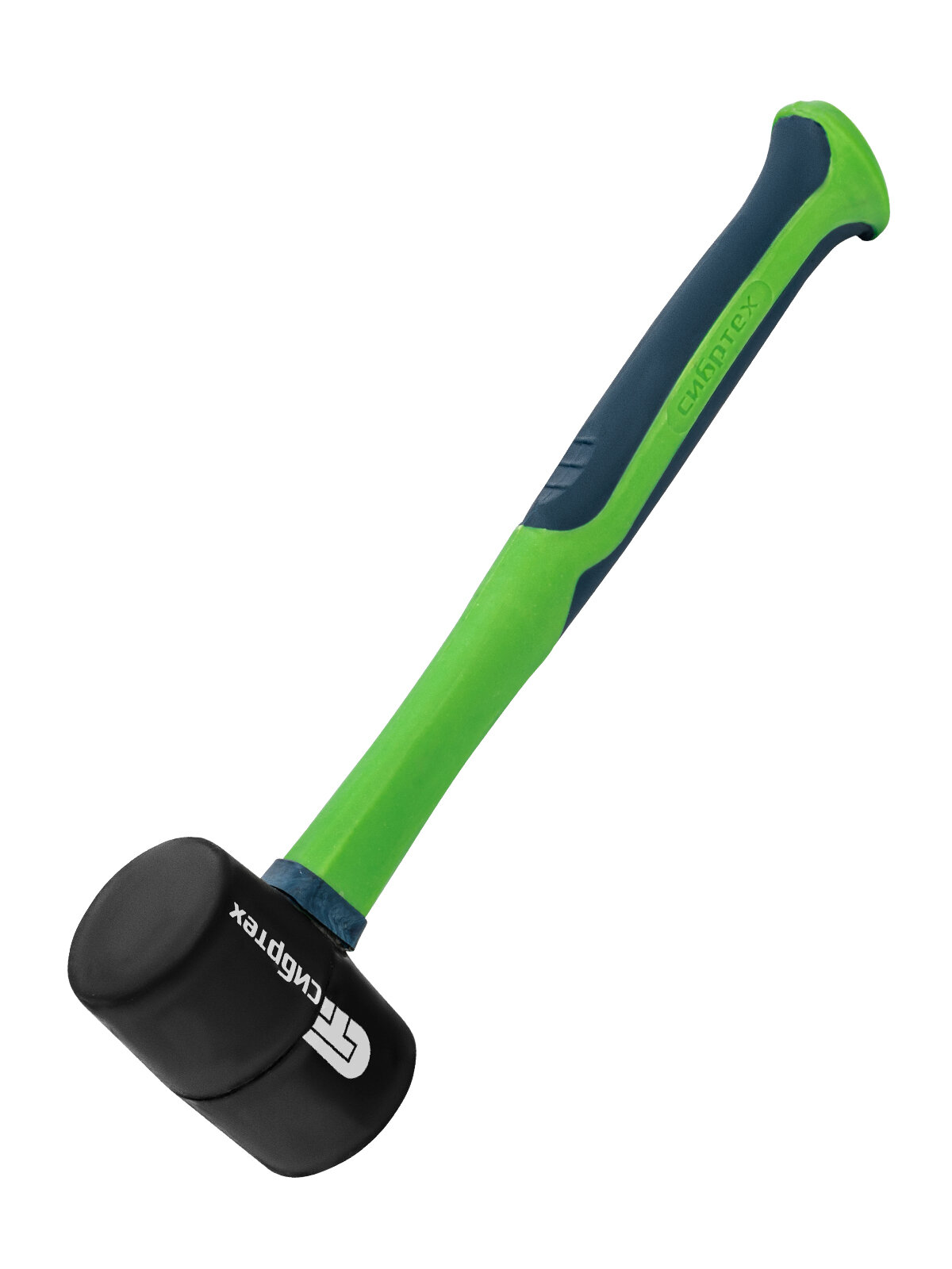 Киянка резиновая 225 г Сибртех, черная резина, обрезиненная фибергласовая рукоятка, для плитки, 11163