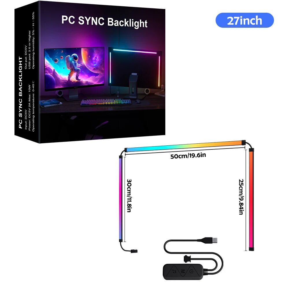 RGB LED подсветка монитора 27 inch-3 sides