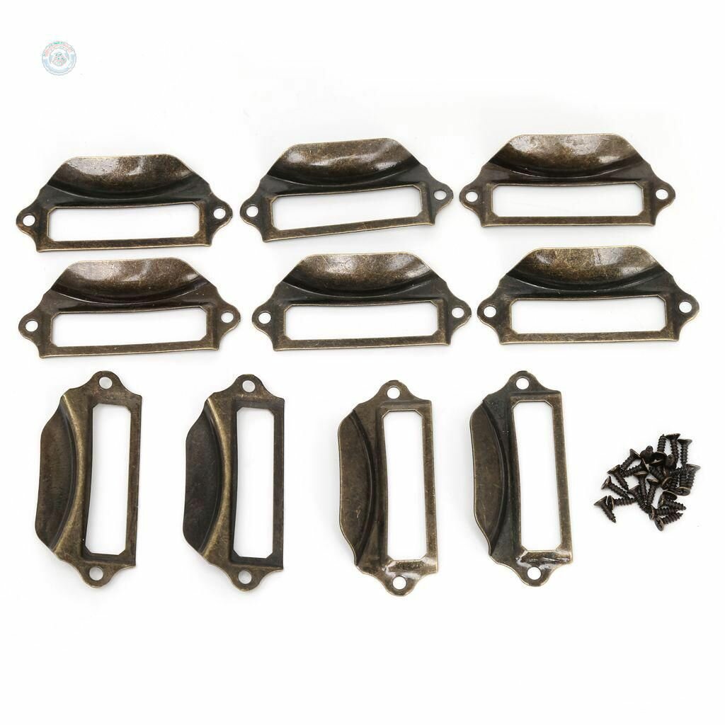 10 ретро бирдекелей для багажа с рамкой под визитку 69х29 мм, античная латунь, набор декоративных держателей этикеток для коробок, шкатулок, шкафов