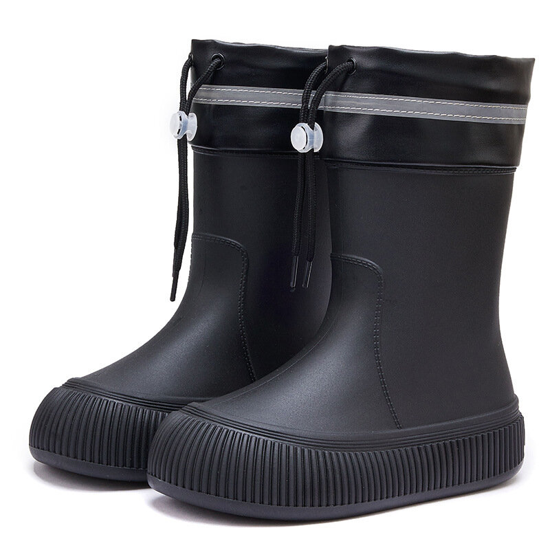 Летние полусапожки модные резиновые сапоги средней длины со шнурком универсальные водонепроницаемые ботинки для улицы нескользящие износостойкие легкие рабочие резиновые сапоги для кухни и автомойкиРазмер обуви. EU:39-40