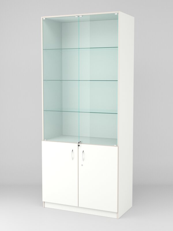 Витрина для аптек №1-1 задняя стенка ДВП, Белый-Кромка Крем Вайс