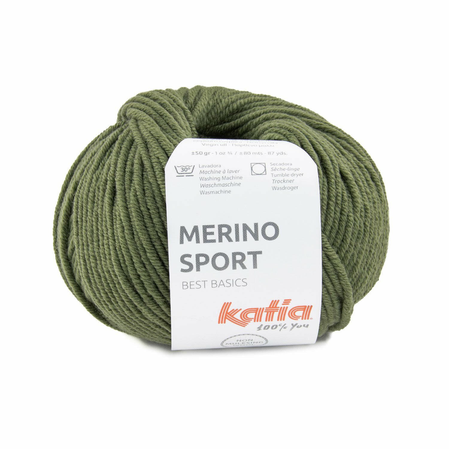 Пряжа Katia Merino sport 100% шерсть первого сострига; цвет 53 - оливково-желтый