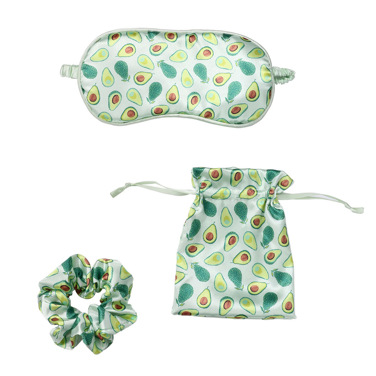 Набор шёлковых масок для сна с принтом авокадо для женщин и детей: 1 маска для сна, 1 резинка для волос и 1 чехол для хранения. Светонепроницаемая маска для сна. Мягкая и удобная для сна и путешествий.