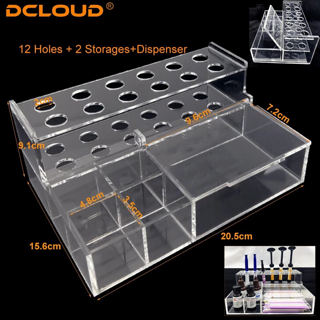 Акриловый органайзер DCLOUD 12 ячеек, 2 отсека, Middle A