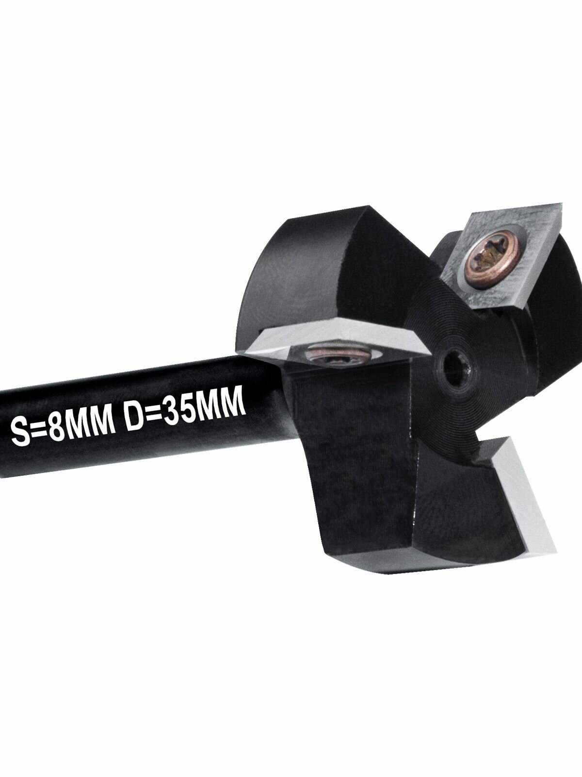 DEEFIINE Фреза для обработки поверхности кромок с ЧПУ 35 мм диаметр реза, хвостовик 8 мм со сменными твердосплавными пластинами - Строгальная фреза для выравнивания столешниц и деревянных плит