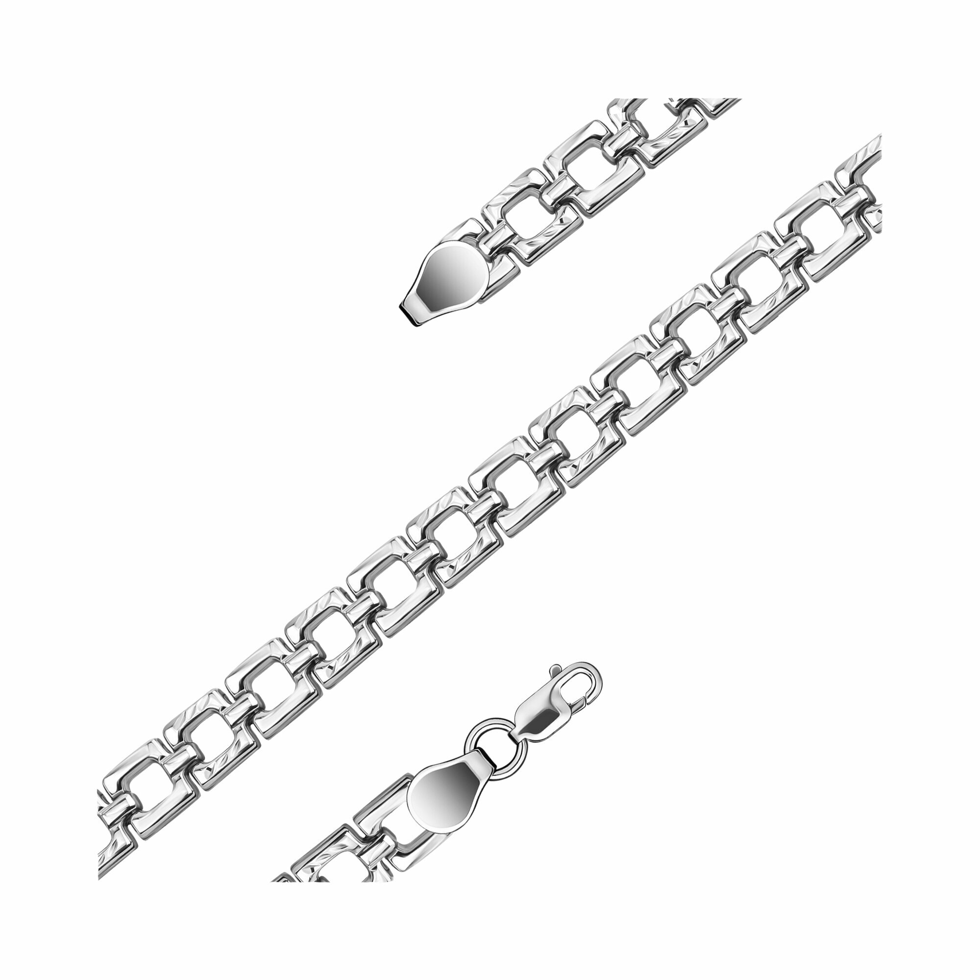 Глидерный браслет, серебро, 925 проба, родирование