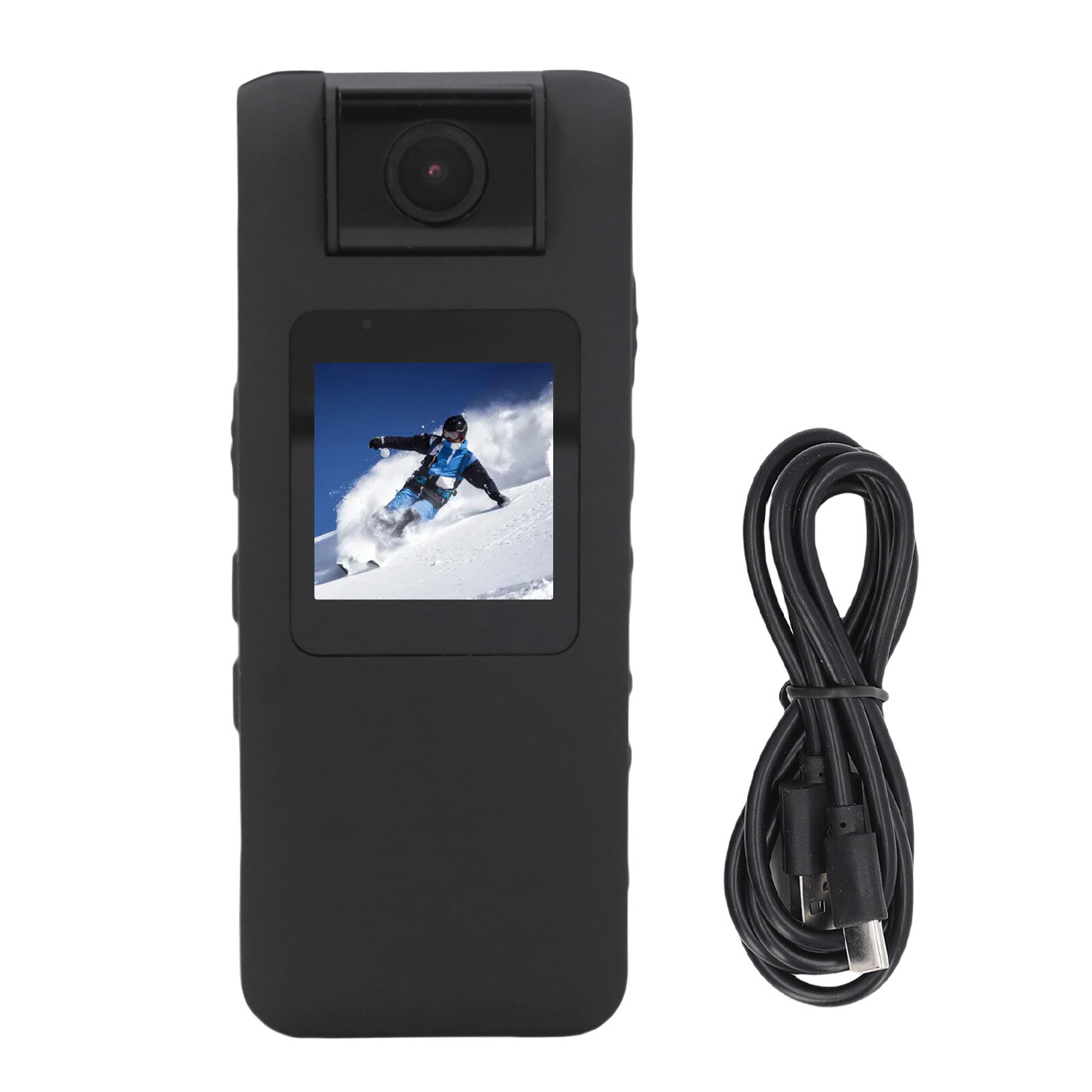 Корпусная камера FHD 1080p 1,3 дюйма ЖК -экрана 180 градусов Вращаемой линзы записи цикл. Носимая видеокамера