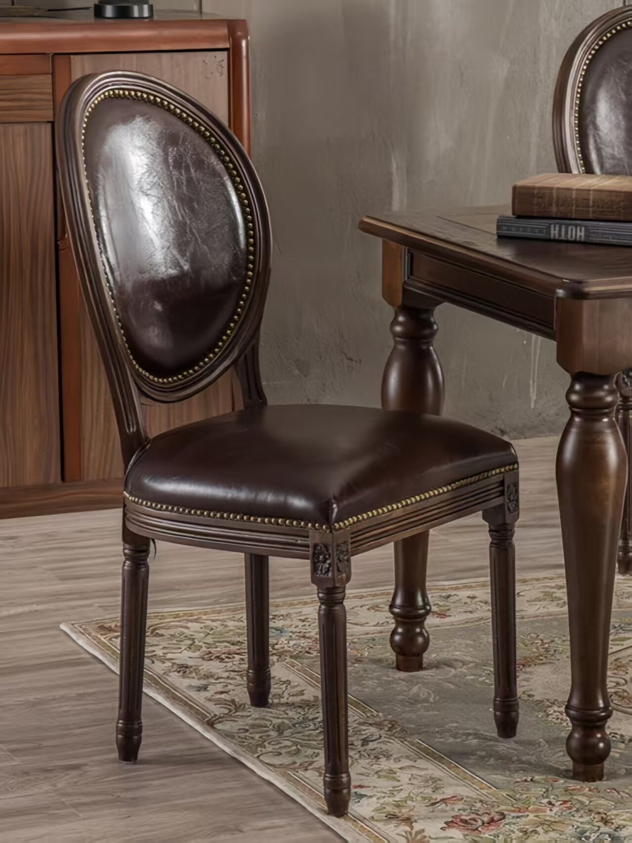 Кресло, для офиса и гостиной, кожаное, полностью деревянное, без подлокотников