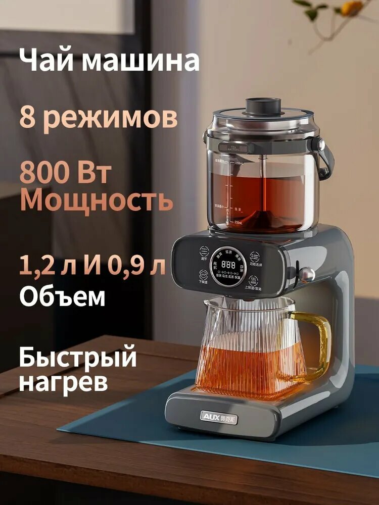 AUX Электрический самовар AZC-12AZX-340 для чая, темно-серый, 1.2л