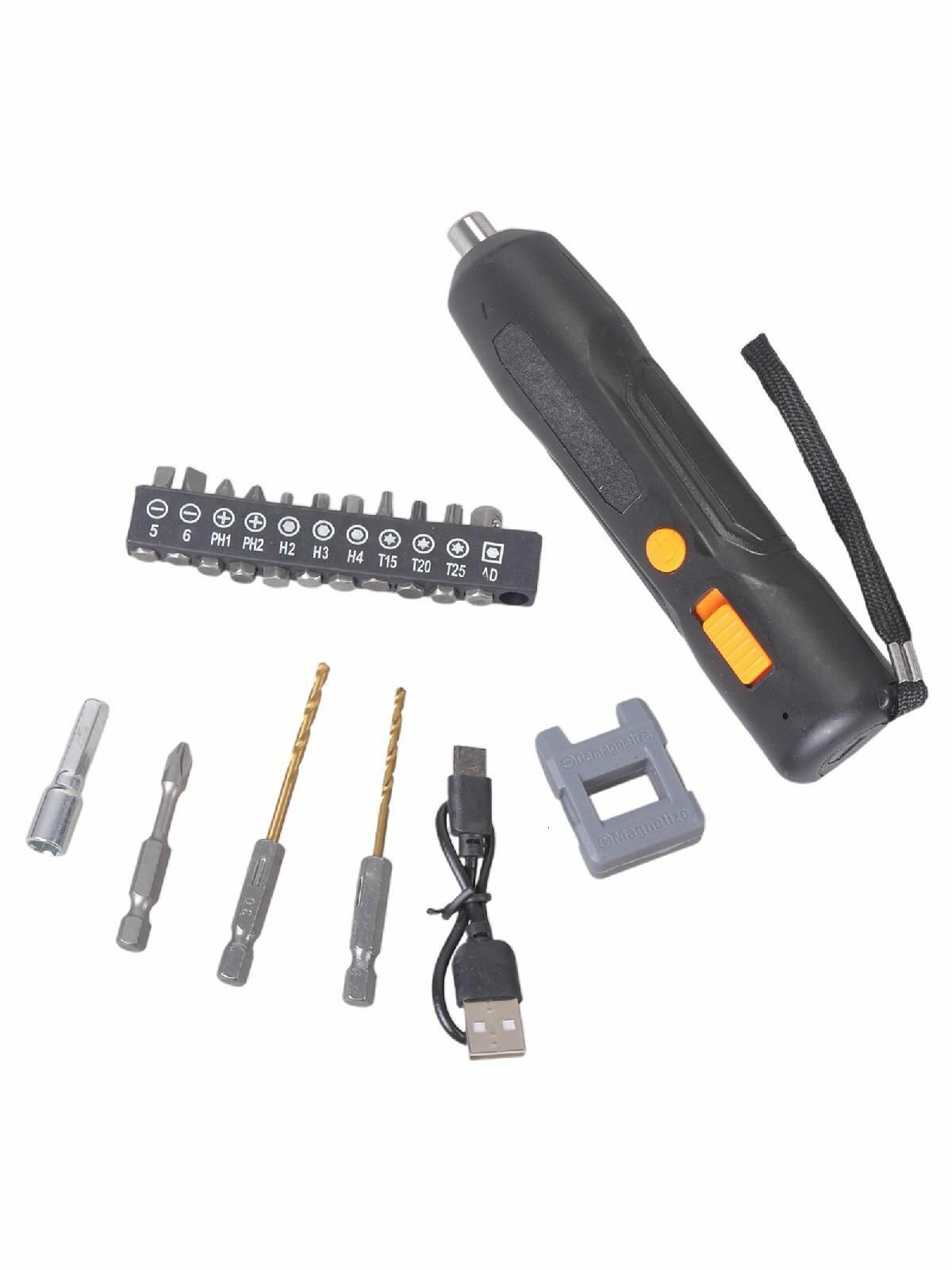 Шуруповерт, Электрическая перезаряжаемая отвертка на литиевой батарее-V4 power поставляется в стандартной комплектации со сверлами на 12 насадок, 2 намагниченных